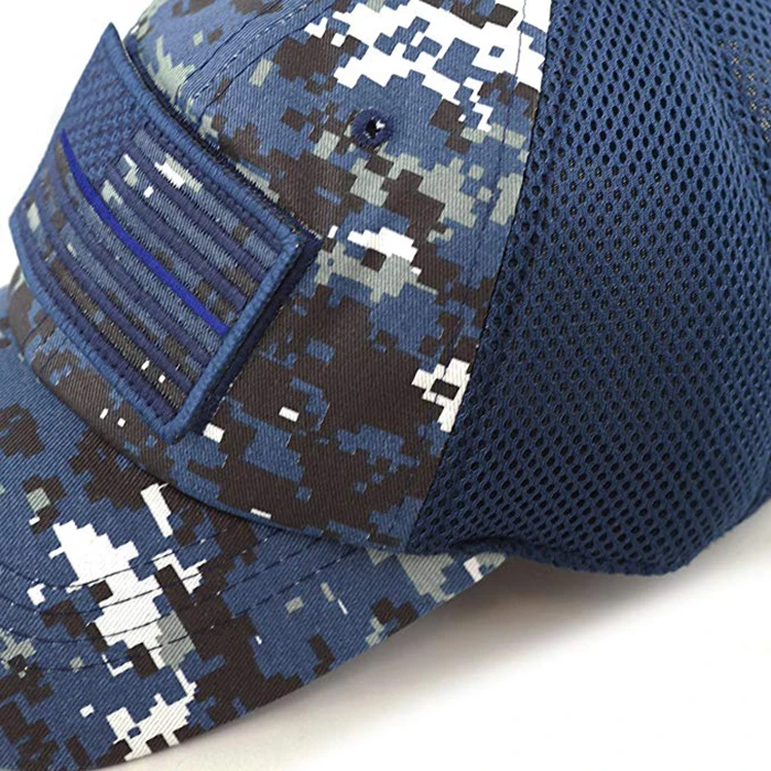 100% Cotton Military Hat Custom Embroidery Logo Blue Camo Hat Usa Flag ...