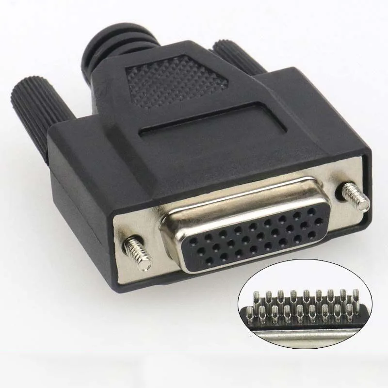 DB26 Male Female Connector - Galvanized Silver Metal Shell