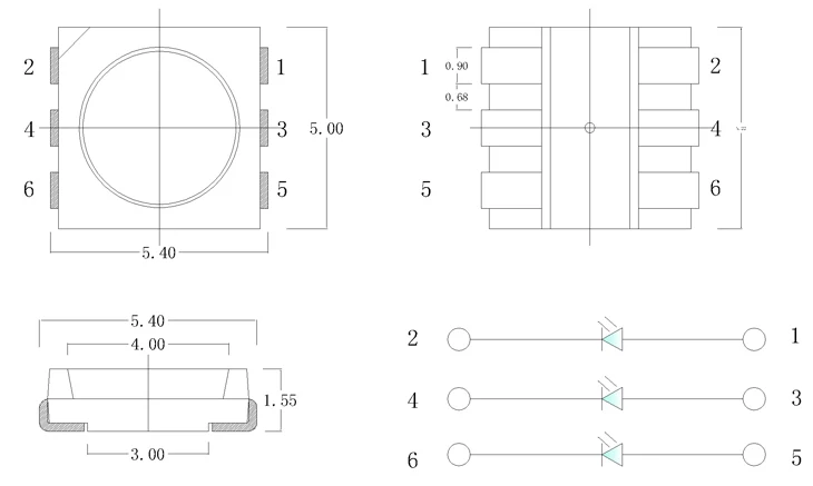 Epistar Rgb Hohe Leistung Lumen Spezifikationen Datenblatt 0,5 W 5050 ...