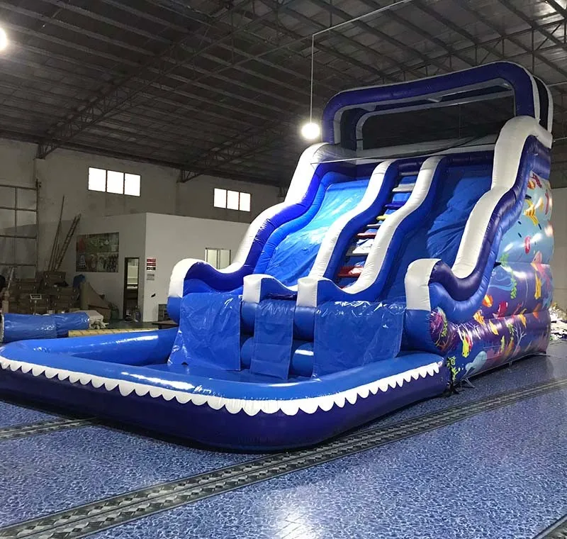 Amazing Blue Wave Inflatable Water Slide With Pool - Buy Inflatable ...