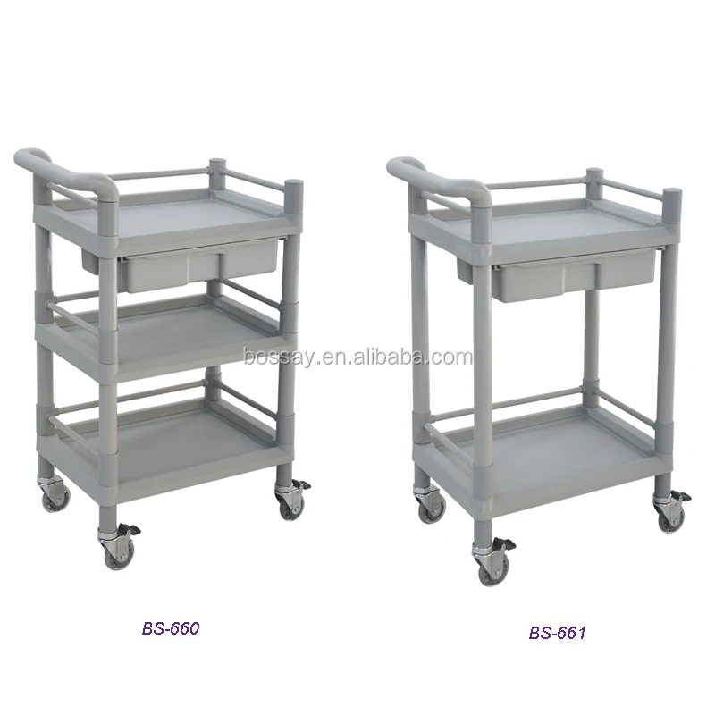 ABS Medical Utility Trolley - 3 Layers Hospital Cleaning Cart