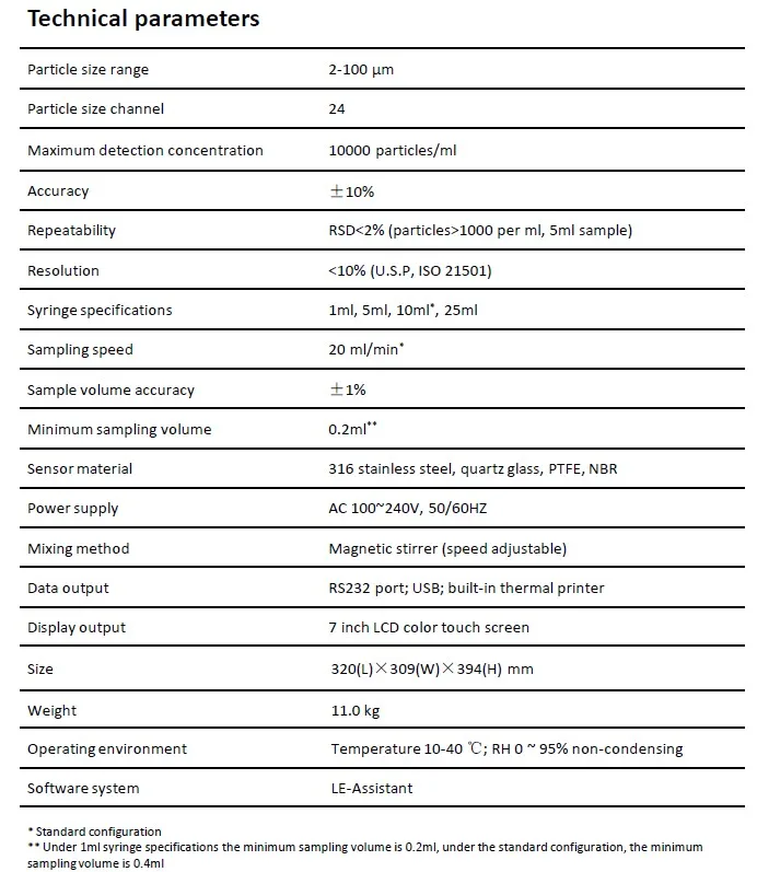 TPS-LE100 Liquid Particle Counter for USP EP JP Compliance