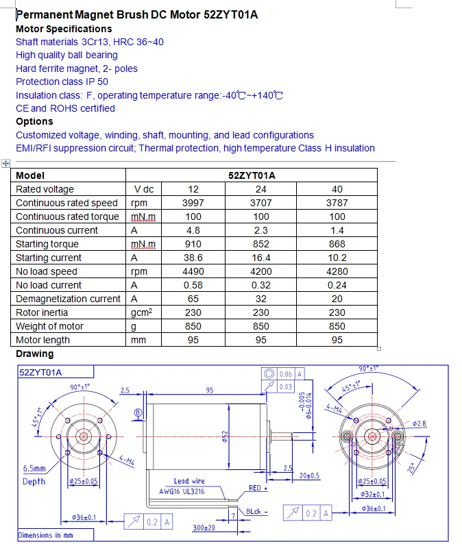 High Performance Electrical Brush Dc Motor With Ce And Roths ...