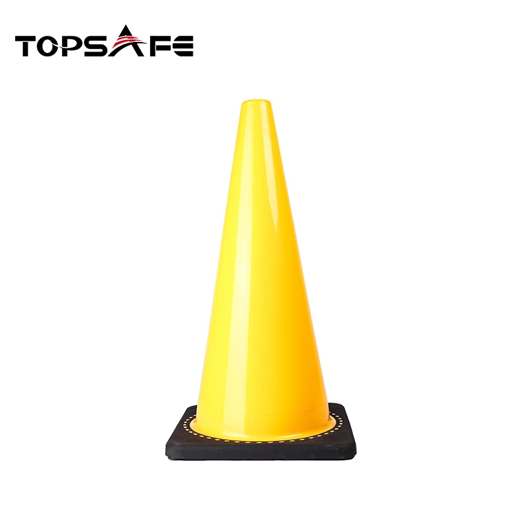 Yellow Color 28" Black Base Pvc Cone Black Base Traffic Cones Traffic ...