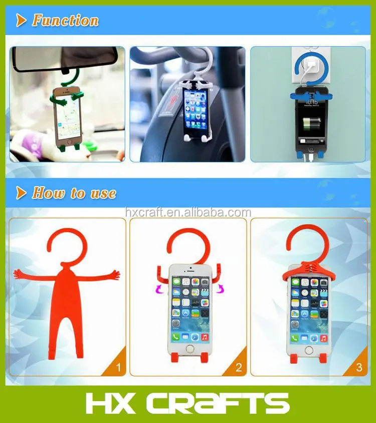 Portable Car Tools Phone Holder Mount Stand Funny Man Shape Silicone ...