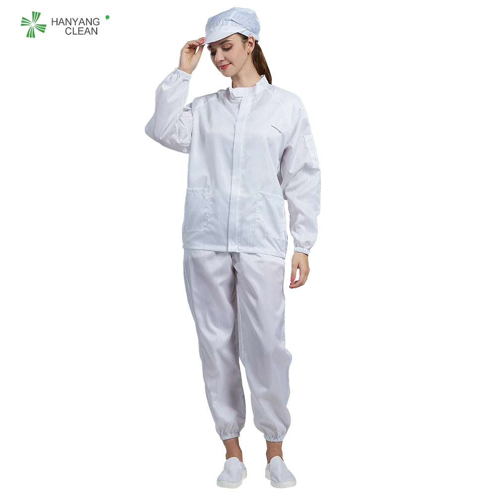 Clean Room Unisex Gender White Stripe Lint Free Garment Anti Static ...