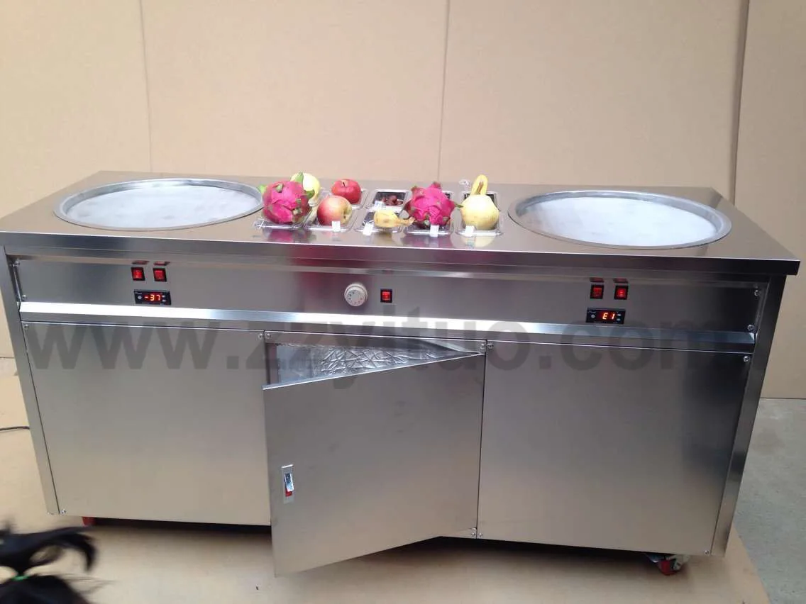 Rolled Ice Cream Machine / Cold Stone Marble Slab Top Fried Ice Cream ...