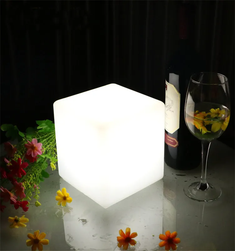Cordless Pe Led Cube/ Batter Operated Plastic 16 Color Change Light Up ...