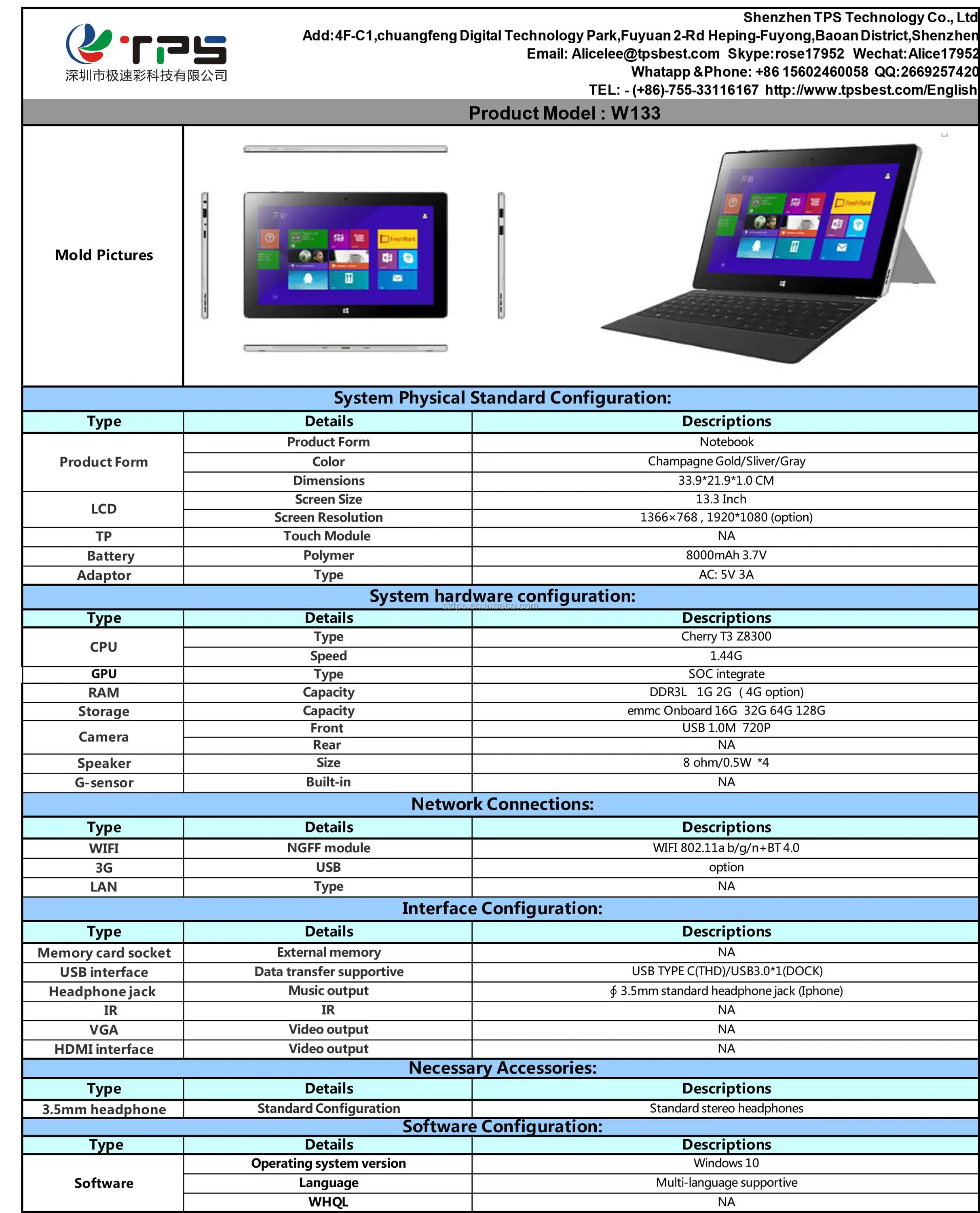 13inch Tablet Pc + Notebook With 13.3 Inch Lcd With Windows10 Quad Core ...
