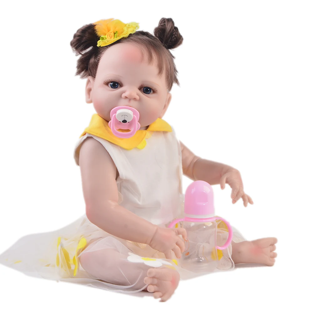 Reborn Silicone 23 Inches Doll Brown Hair Boneca Christmas Gift Movie ...