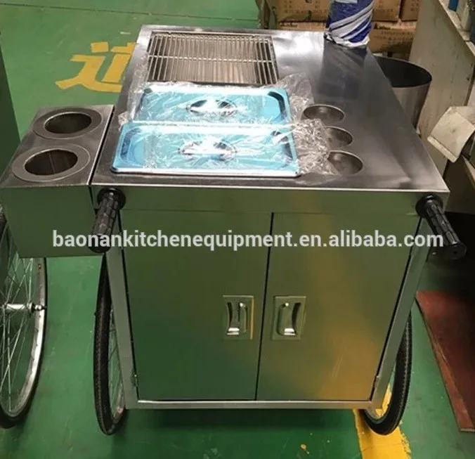 Stainless Steel Hand Push Food Cart Street Food Vending Cart / Hand ...