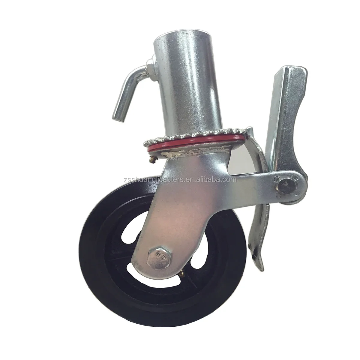 Adjustable Scaffold Caster Wheel - Rubber Swivel with Brake