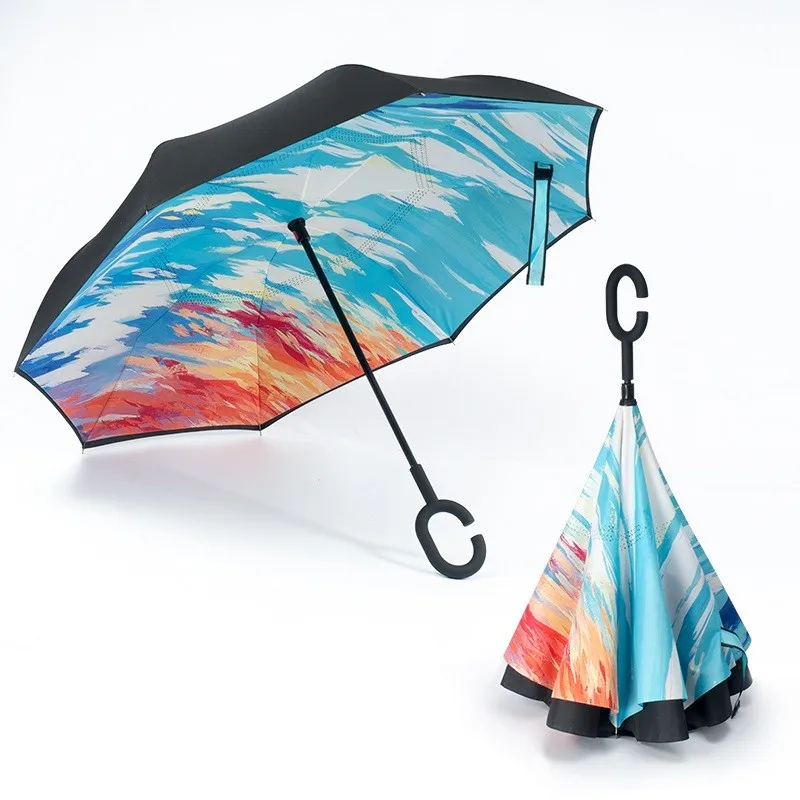 New Creative Upside Down Umbrella Reverse Or Inverted Umbrella Double ...