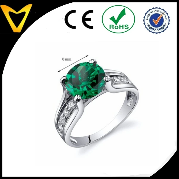 Simulated Emerald Solitaire Ring Sterling Silver Rhodium Nickel Free ...