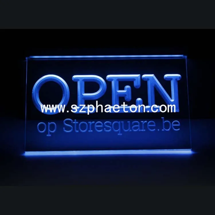 Battery Powered 24hours Electronic Lighted Led Open Sign Board For Shop ...