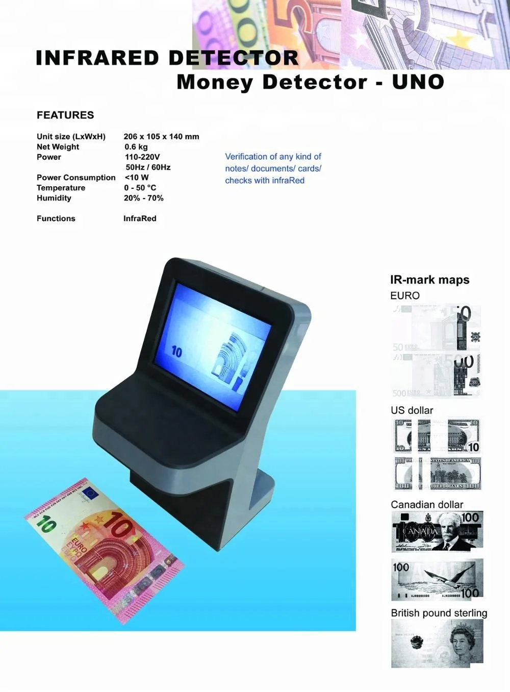 Hot Sell Infrared Currency Detector Ir Money Detector - Buy Infrared ...