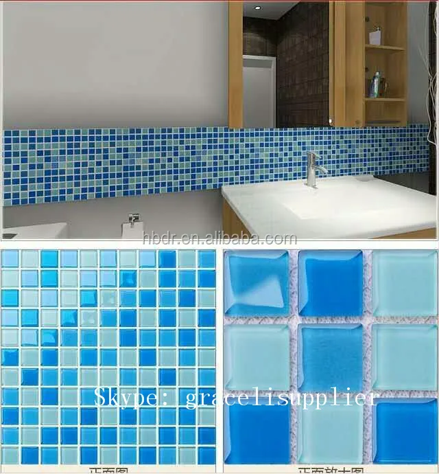 Durable And Water-resistant Vibrant Blue Mosaic Tile For Shower Room ...