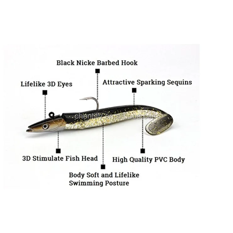 Soft Jighead Sand Eel Lures Jigging Bait Cod Pollack Bass Gurnard 11cm ...