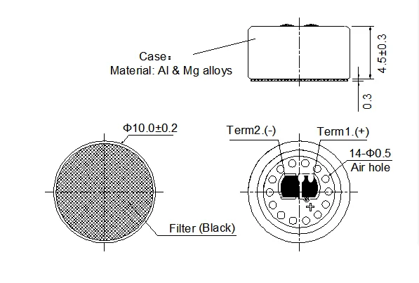 Unidirectional Electret Condenser Microphone 10mm OEM