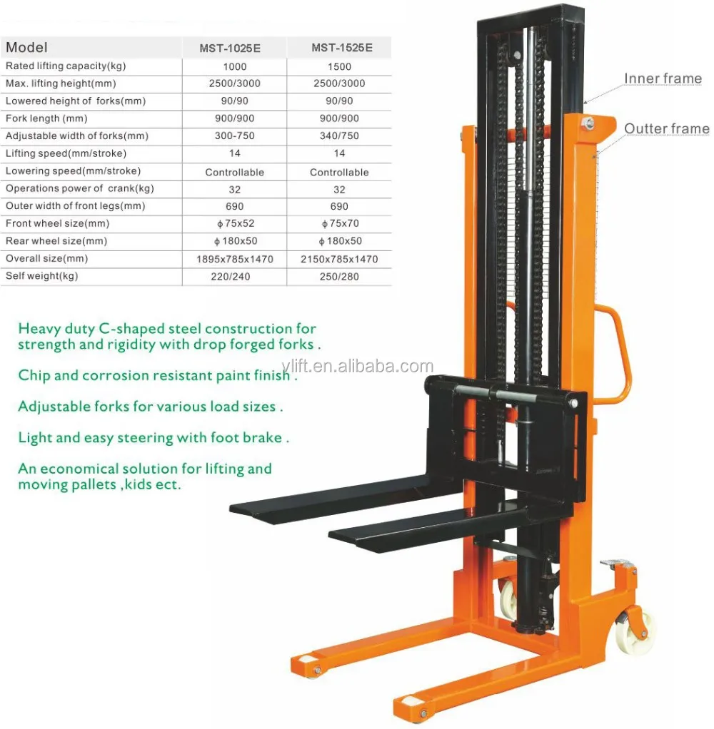 2 Ton Manual Stacker With Double Mast Structure - Buy Hydraulic Hand ...