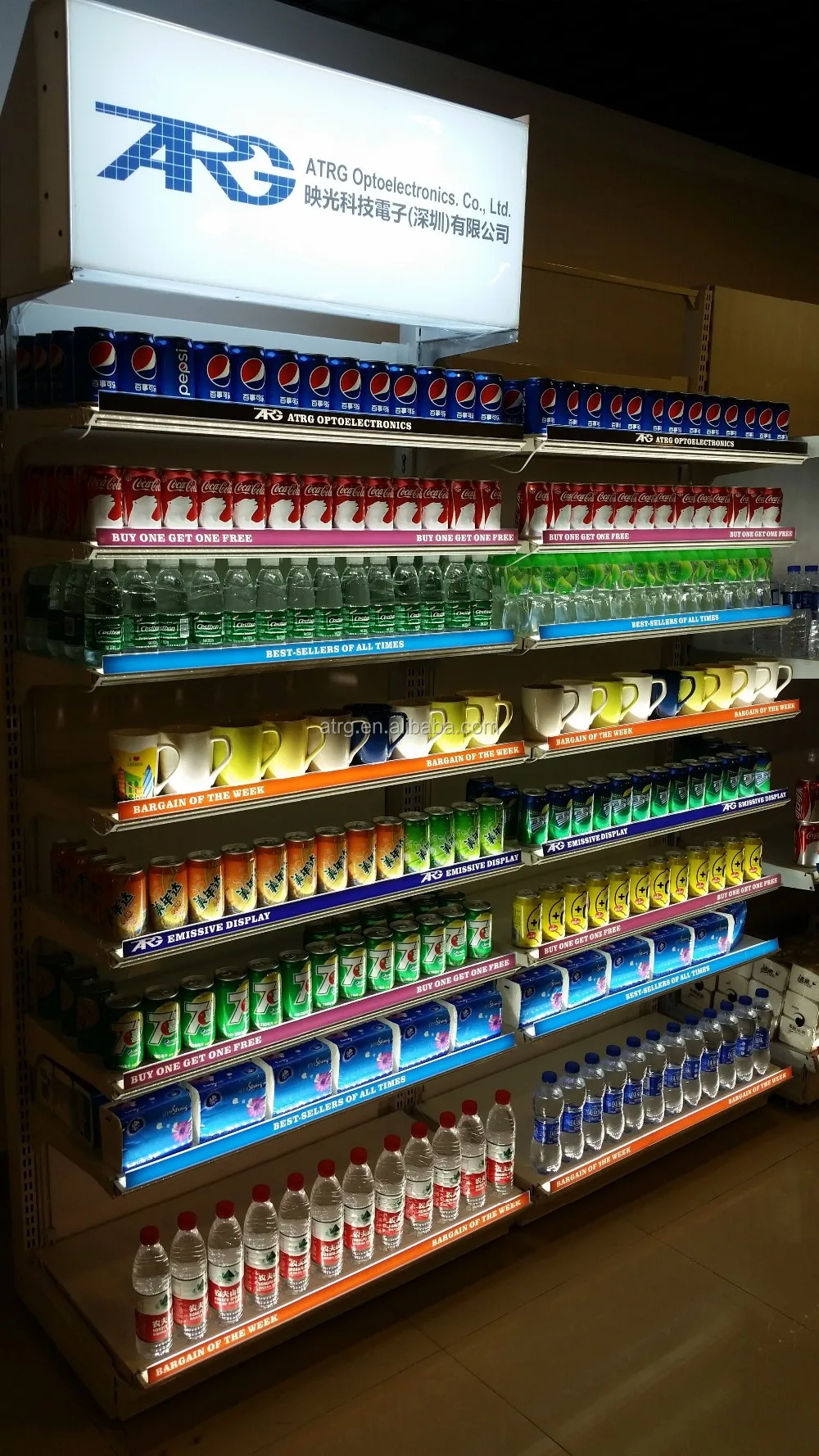 Single Sided Supermarket Gondola Shelving Led Display Floor Stand - Buy ...