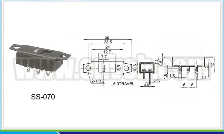 Ss-070 12 Pin 12v Dc Power Mini Slide Switch On Off Slide Switch - Buy ...