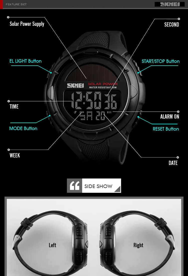 Red Watch Digital Skmei 1405 Sport New Style Solar Power Watch - Buy ...