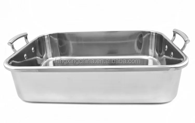 Stainless Steel 16.5inch Roasting Pan Large with Rack| Alibaba.com