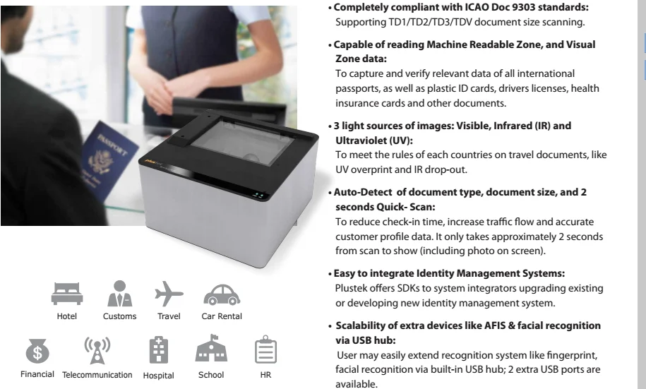 X50 Mrz Passport Reader Machine Ocr Kiosk Passport Scanner Price - Buy ...