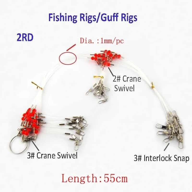 White Nylon Fishing Wire Leader Rigs Trace With Swivels Snaps Beads And ...