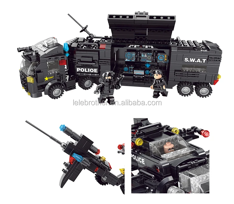 Lele Brother Police Command Car Transform Robot Helicopter Toys Kids ...