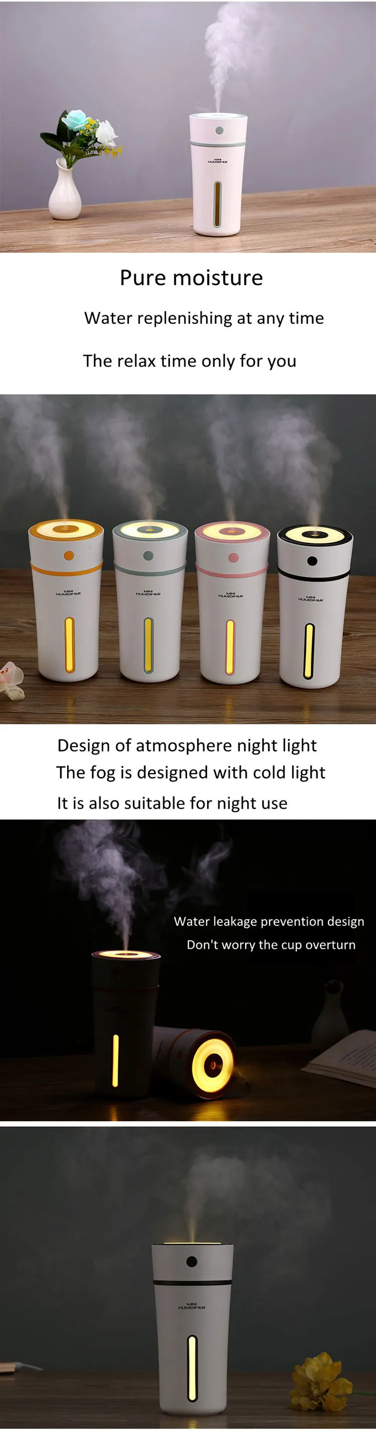 kbaybo colorful cup usb mini humidifier cool mist air humidifier with ...