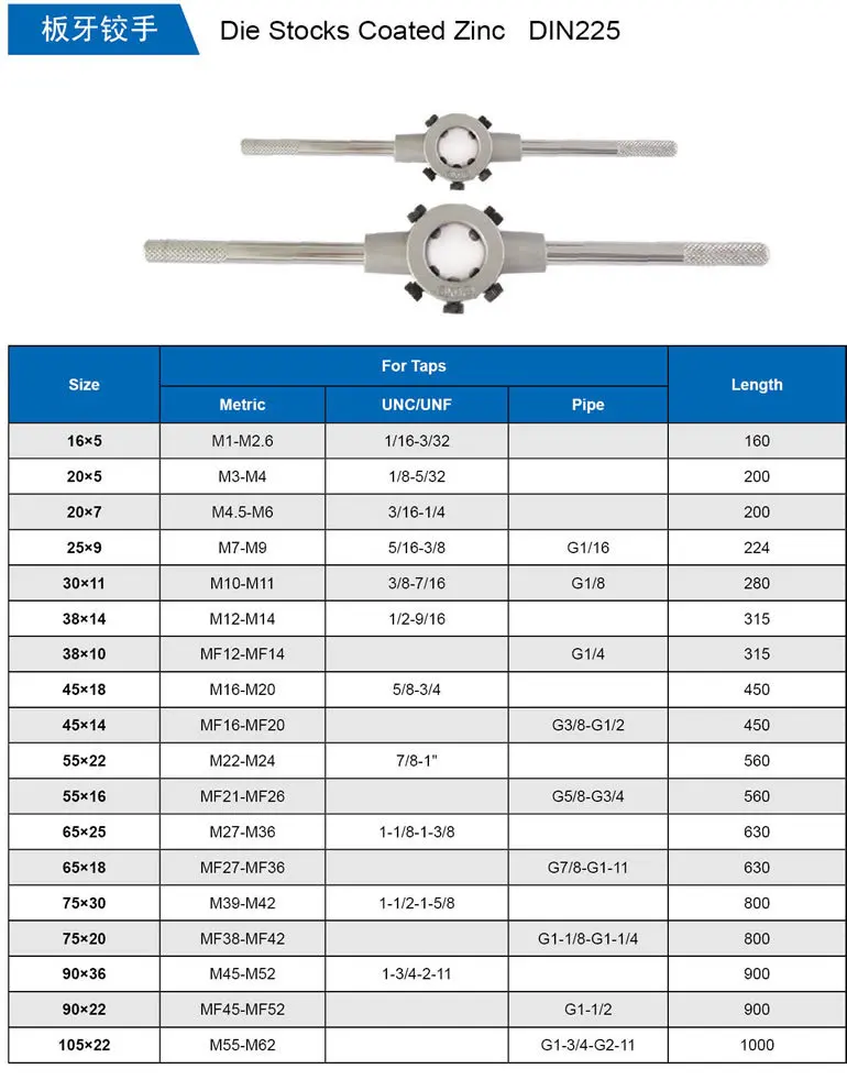16mm Diameter Round Die Handle Stock / Holder / Wrench M1 To M2.5 - Buy ...