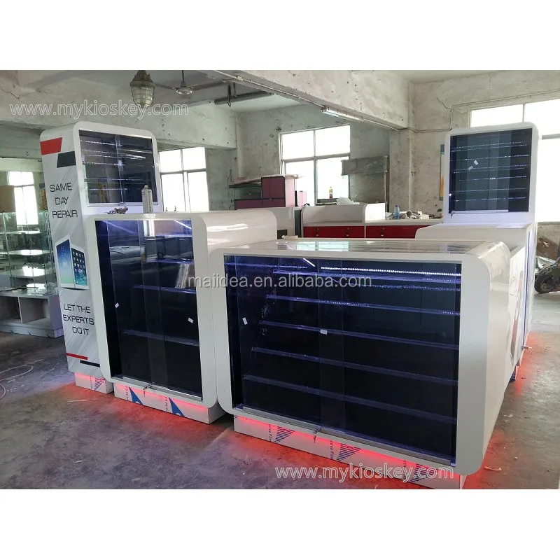 Glass cell phone display showcase for mobile phone shop decoration