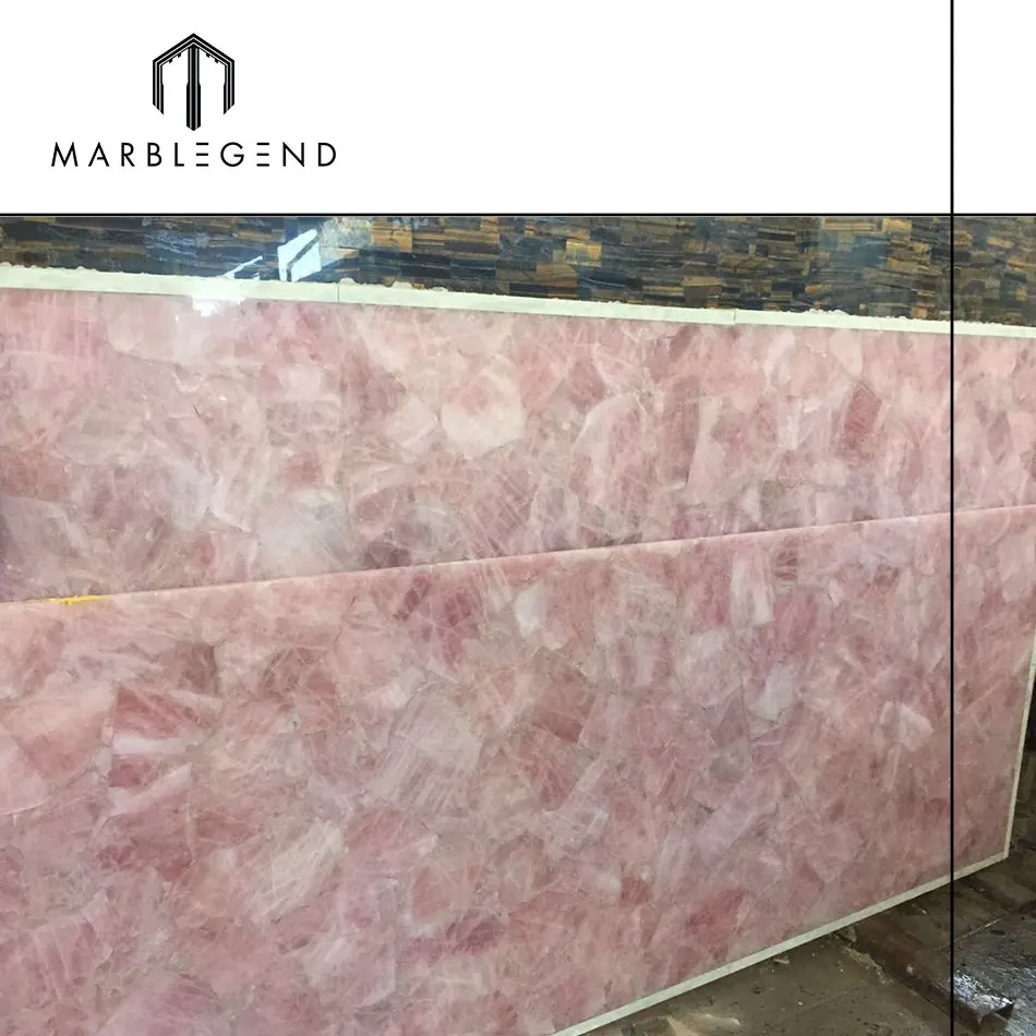 Cut To Size Luxury Natural Pink Crystal Panel Wall Rose Crystal Quartz ...