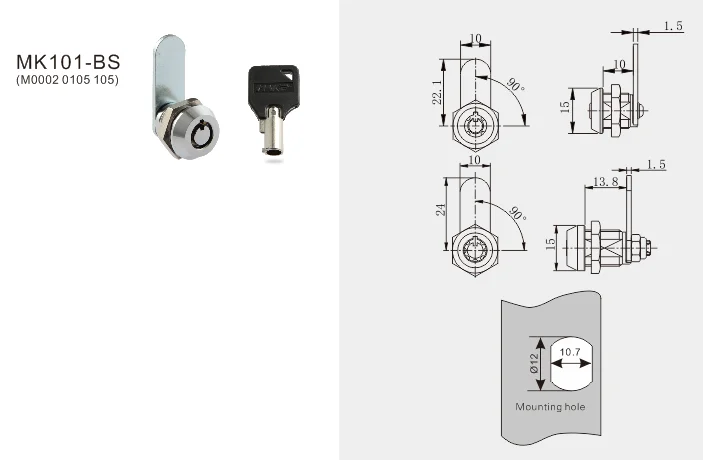 Mk101-bs Mini Cam Lock With Key Tubular Vending Machine - Buy Cerradura ...