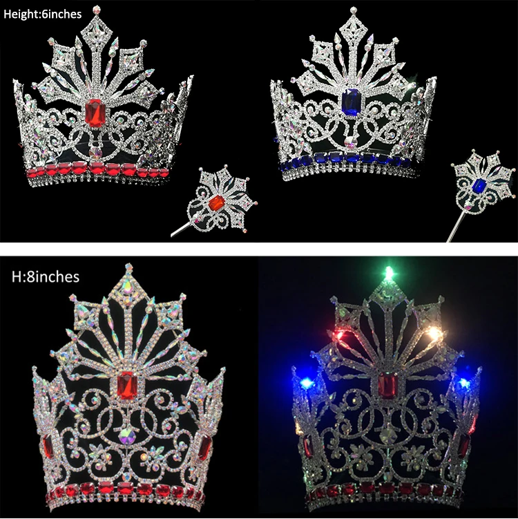 Wholesale Customized Pageant Crown with Rhinestones & Light