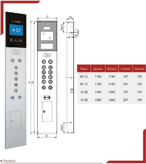 Sn-cop-010 Elevator Car Operating Stainless Steel Panel/ Elevator Cop ...