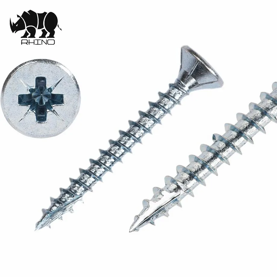 Flat Countersunk Head Hole Phillips Head. Finish: Zinc Plated Chipboard ...