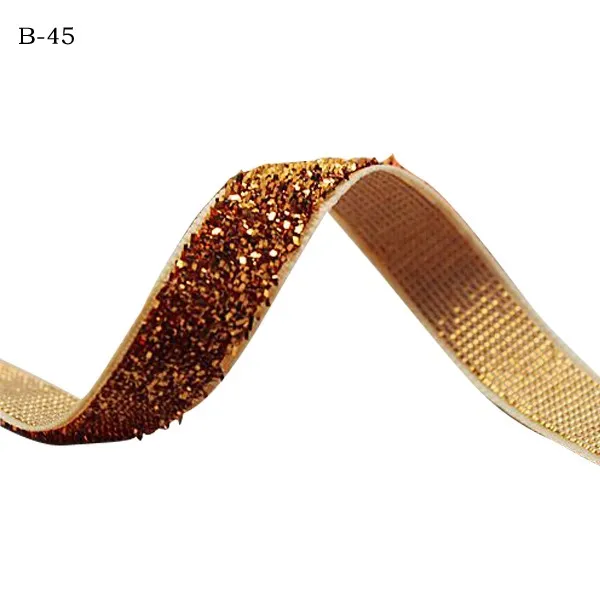 3/8 Inch (9mm) Elastic Stretch Glitter Metallic Velvet Ribbon For ...