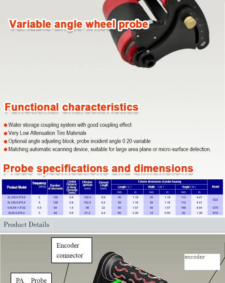 Doppler NDT Ultrasound PAUT Wheel Probe - OEM & ODM Support