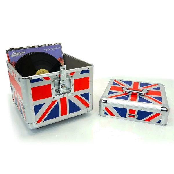Union Jack Aluminum Lp 100 12" Vinyl Record Storage Box Dj Flight Carry ...