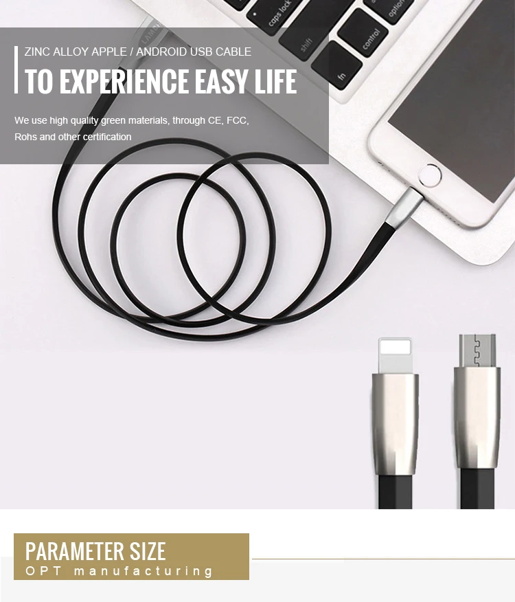 Zinc Alloy Micro Usb Cable Fast Charging For Android Phones Usb Charger ...
