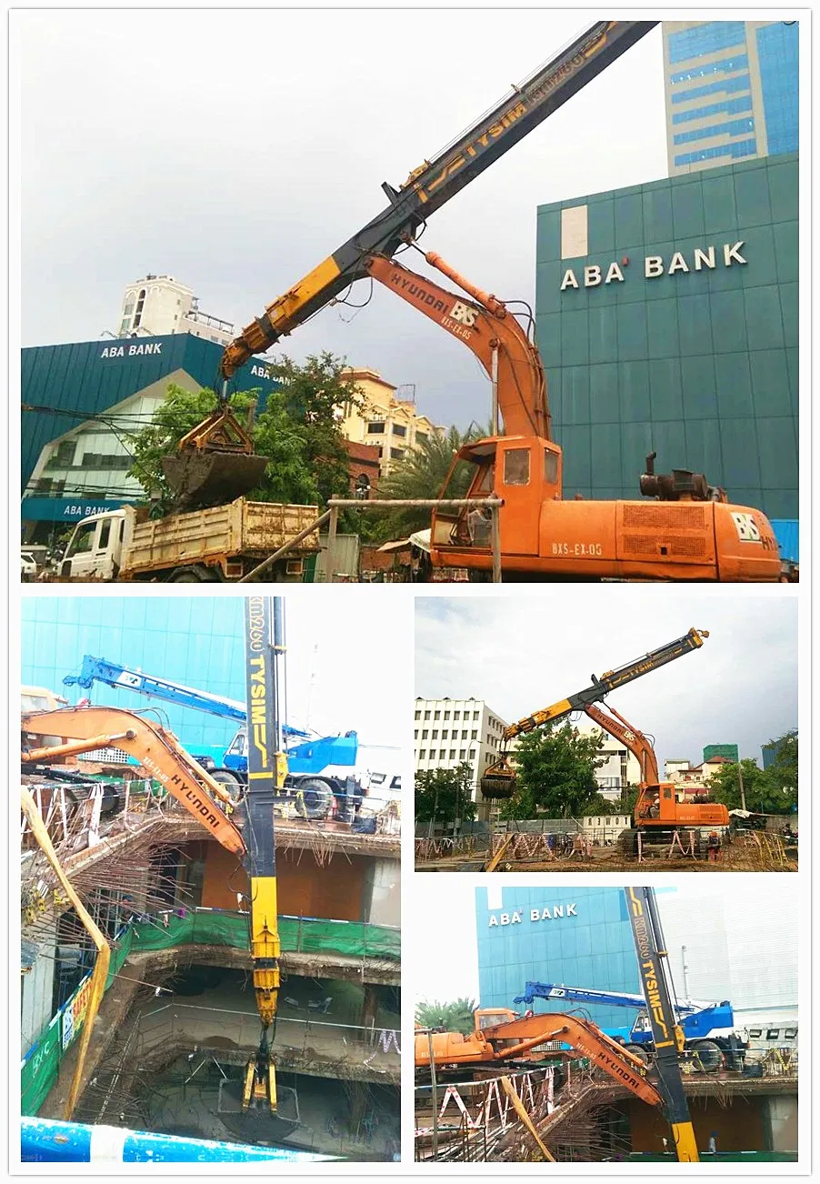 Tysim KM150 Excavator Long Boom Telescopic Arm and Clamshell Pile ...