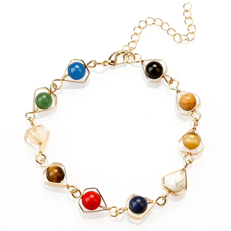 Rope Braided String Planet Stone Bead Bracelet Weaving Solar System ...