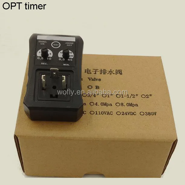 Opt Timer Auto Drain Air 1/2" Brass 2 Way Electronic Solenoid Drain ...