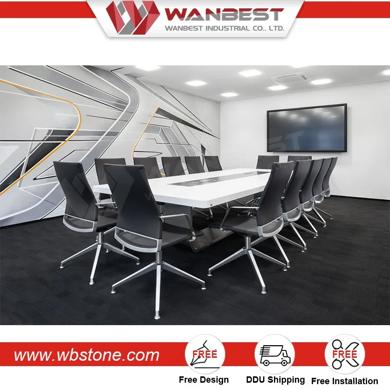 Smart Meeting Table With Wire Management Touch Screen Conference Table ...