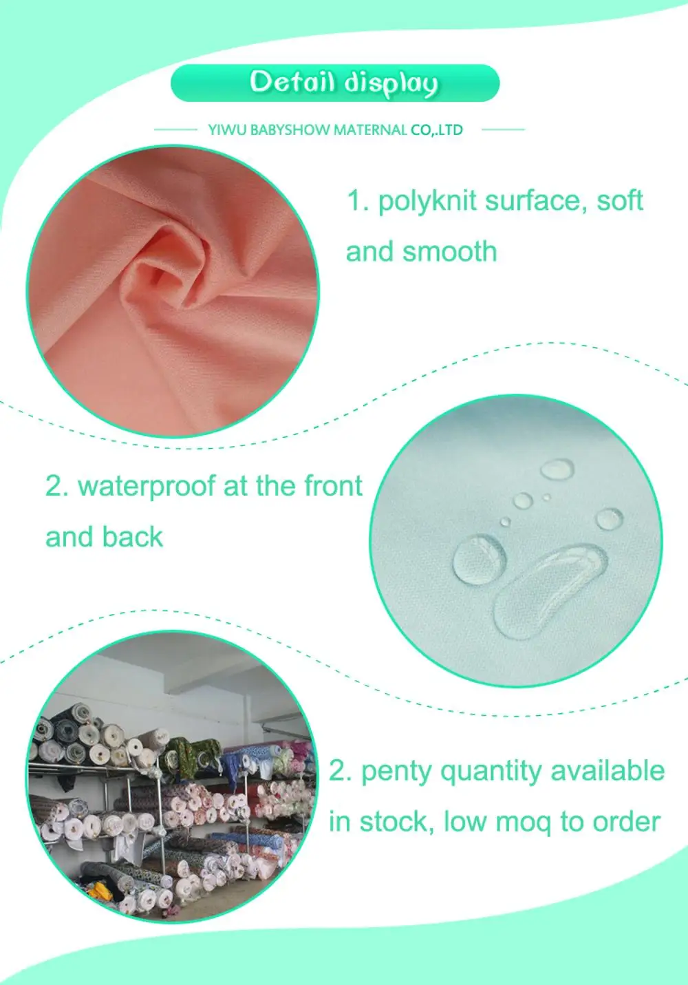 100% Polyester Knitted Pul Waterproof Cloth Diaper Fabric Laminated ...