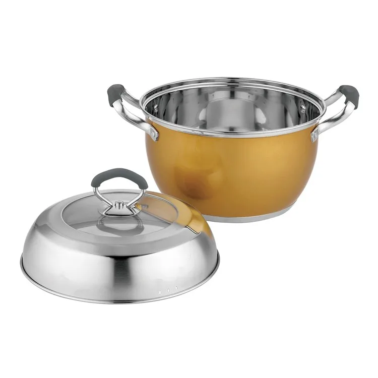 8pcs Yellow Color Stainless Steel Pot Set Cooking Pot Cookware Set ...