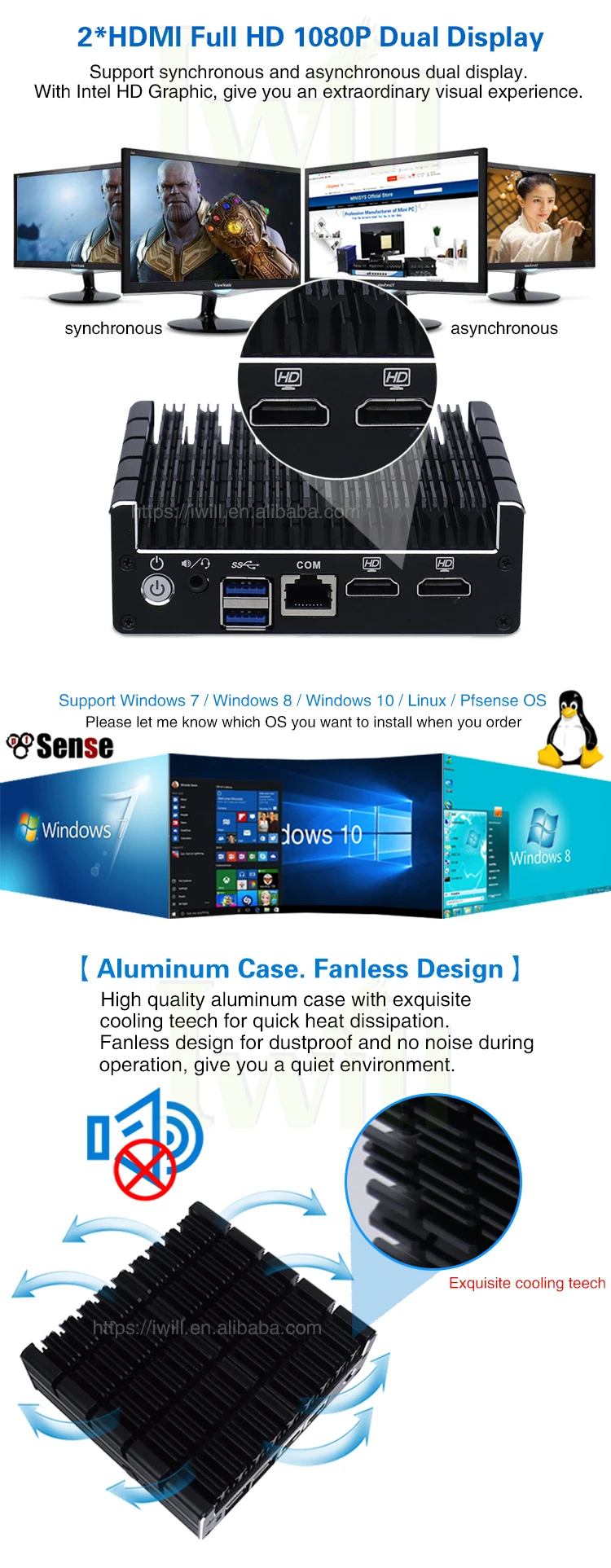 Iwill Mini PC J3060 Dual Core Fanless Computer for Digital Signage